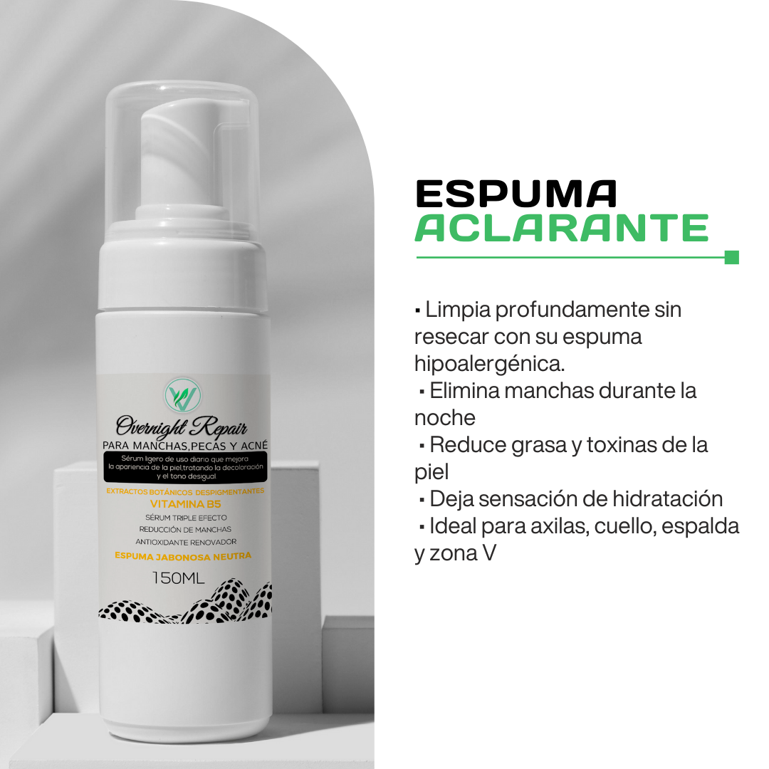 Espuma jabonosa aclaradora Overnight Repair - Vive sano y seguro